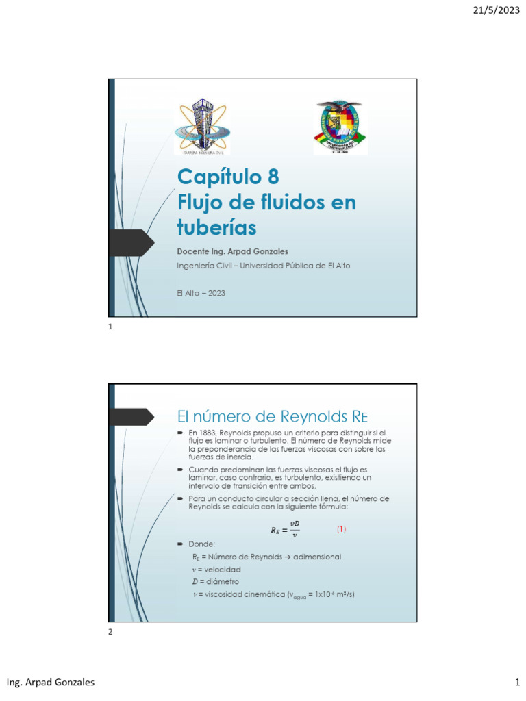Presentacion 8 Flujo en Tuberias | PDF | Numero Reynolds | Líquidos
