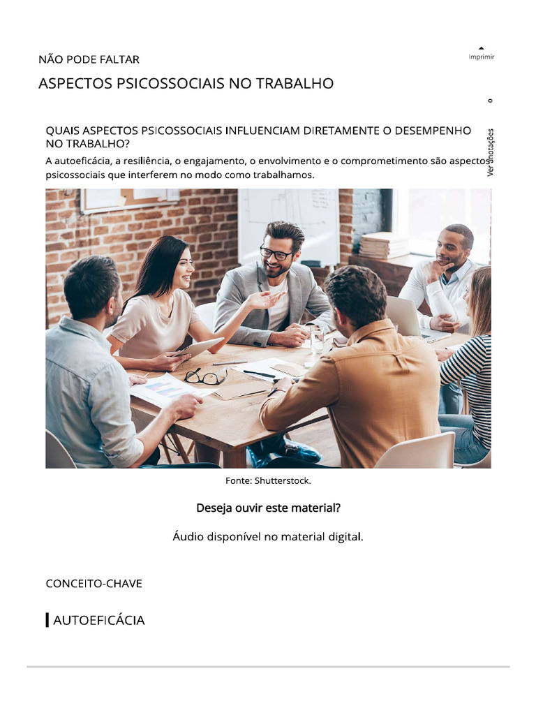 Ac3 - ASPECTOS PSICOSSOCIAIS NO TRABALHO | PDF