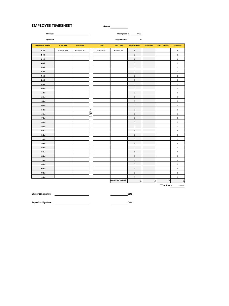 employee-timesheet-july | PDF | Overtime | Expense