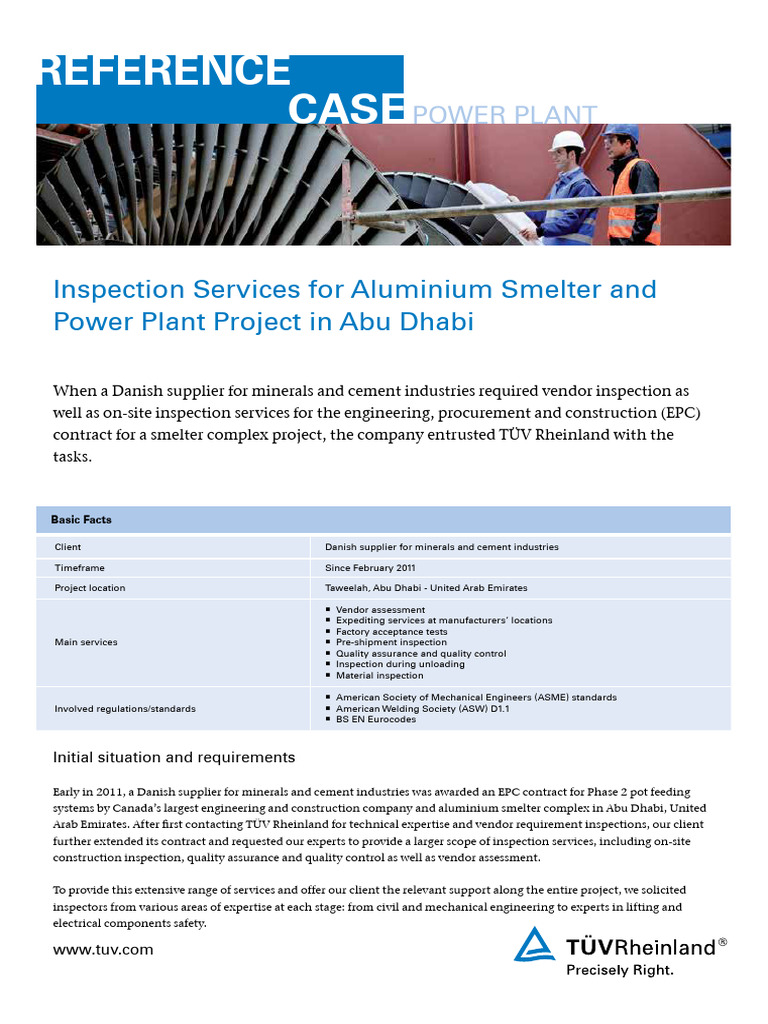 Tuv Rheinland Reference Case Inspection Services in Uae en | PDF ...