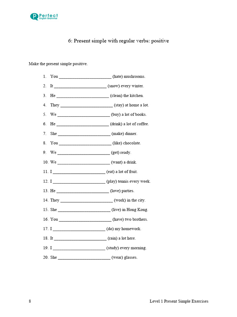 Present Simple Aff - Neg - Qu - REGULAR VERBS | PDF | Drink | Cuisine