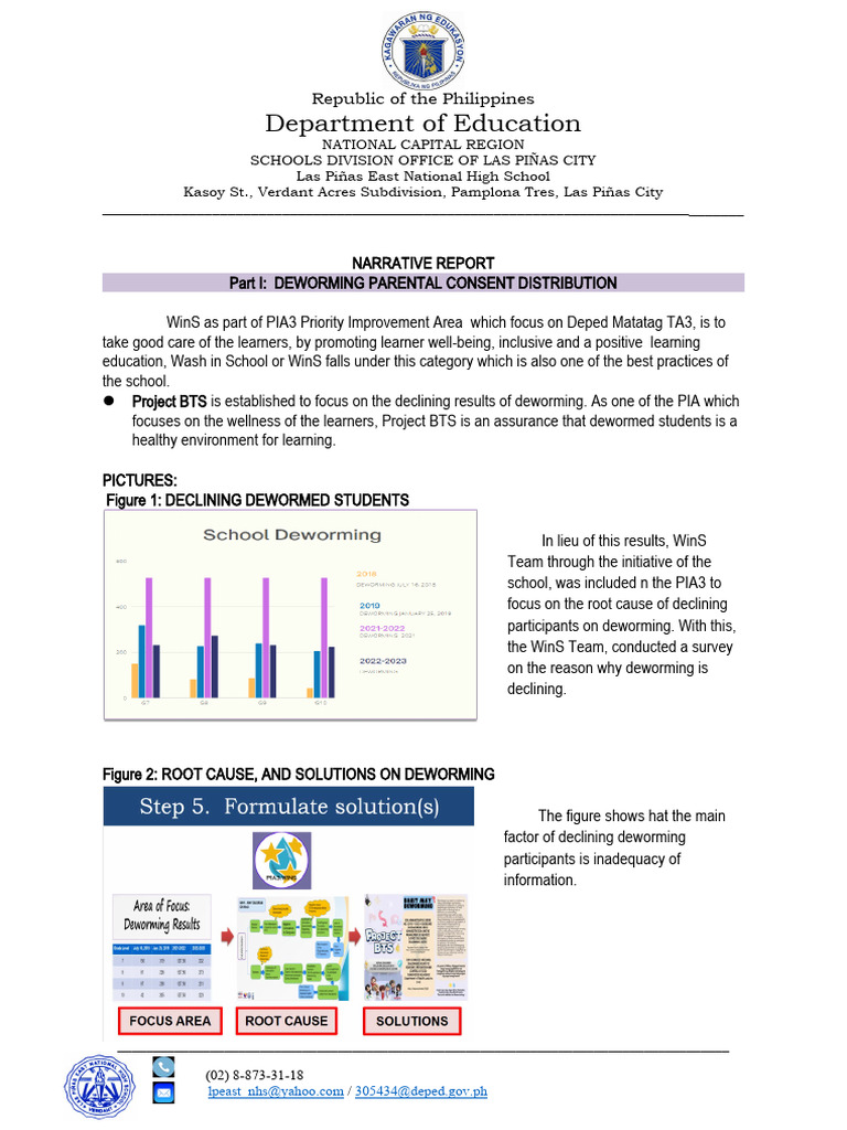 Narrative Report on Deworming Distribution.doc and Accpmlishment Reports. | PDF
