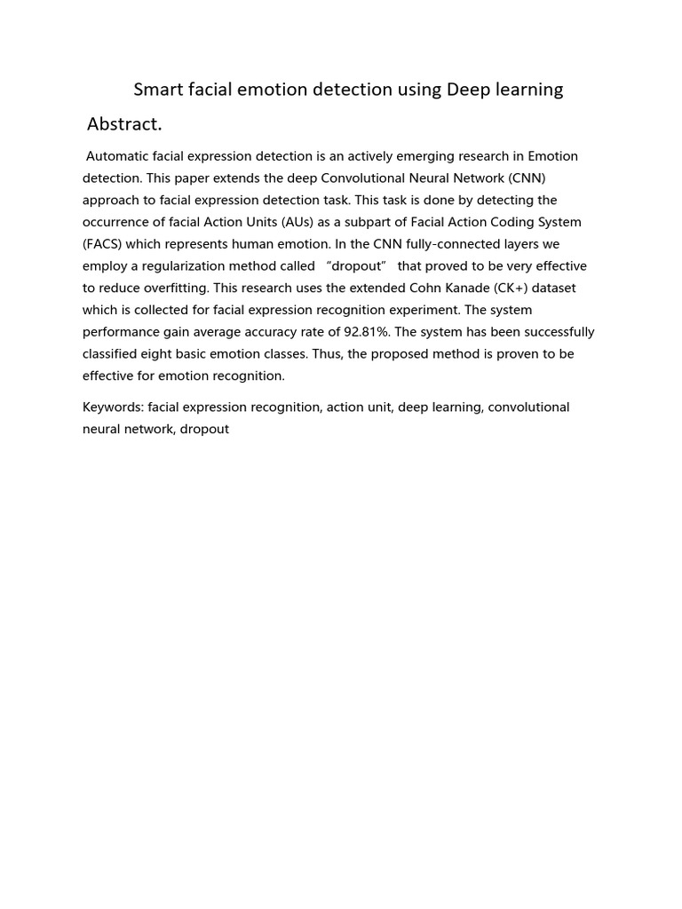 Smart Facial Emotion Detection Using Deep Learning | PDF