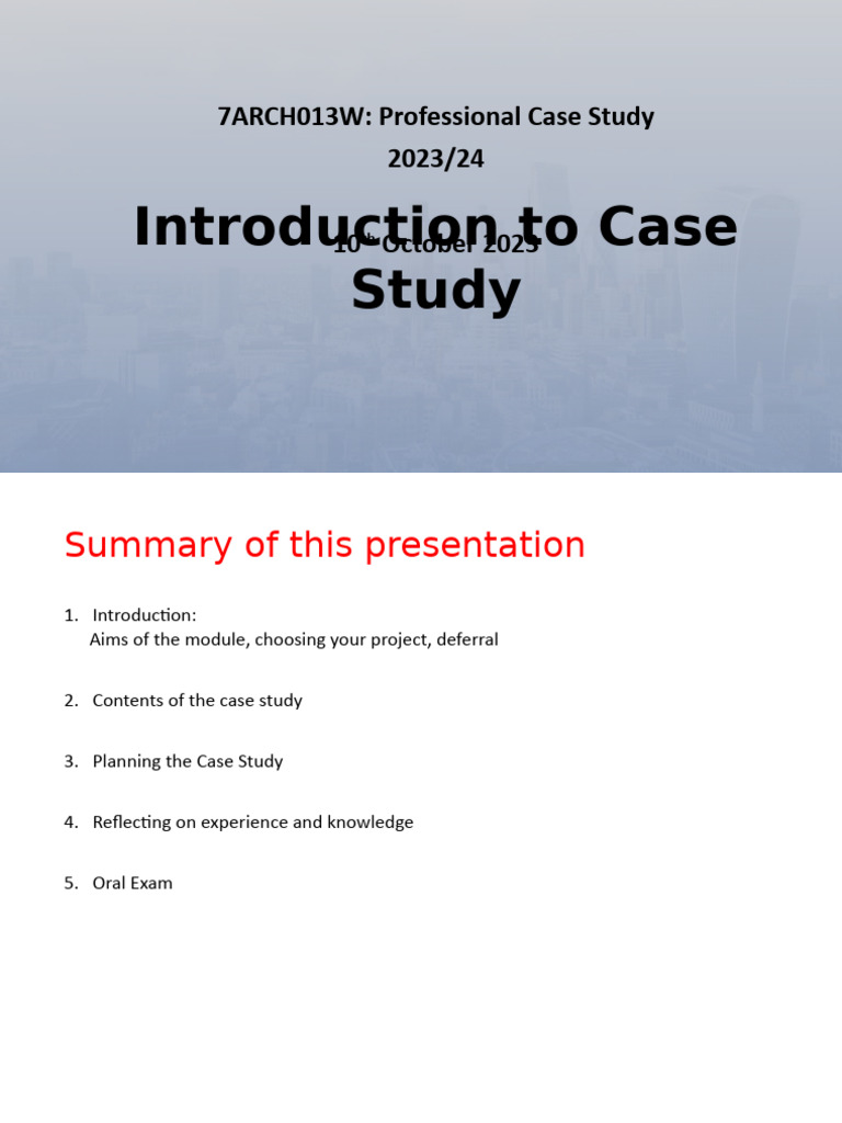 Case Study Intro Oct 2023 | PDF | Critical Thinking | Architect