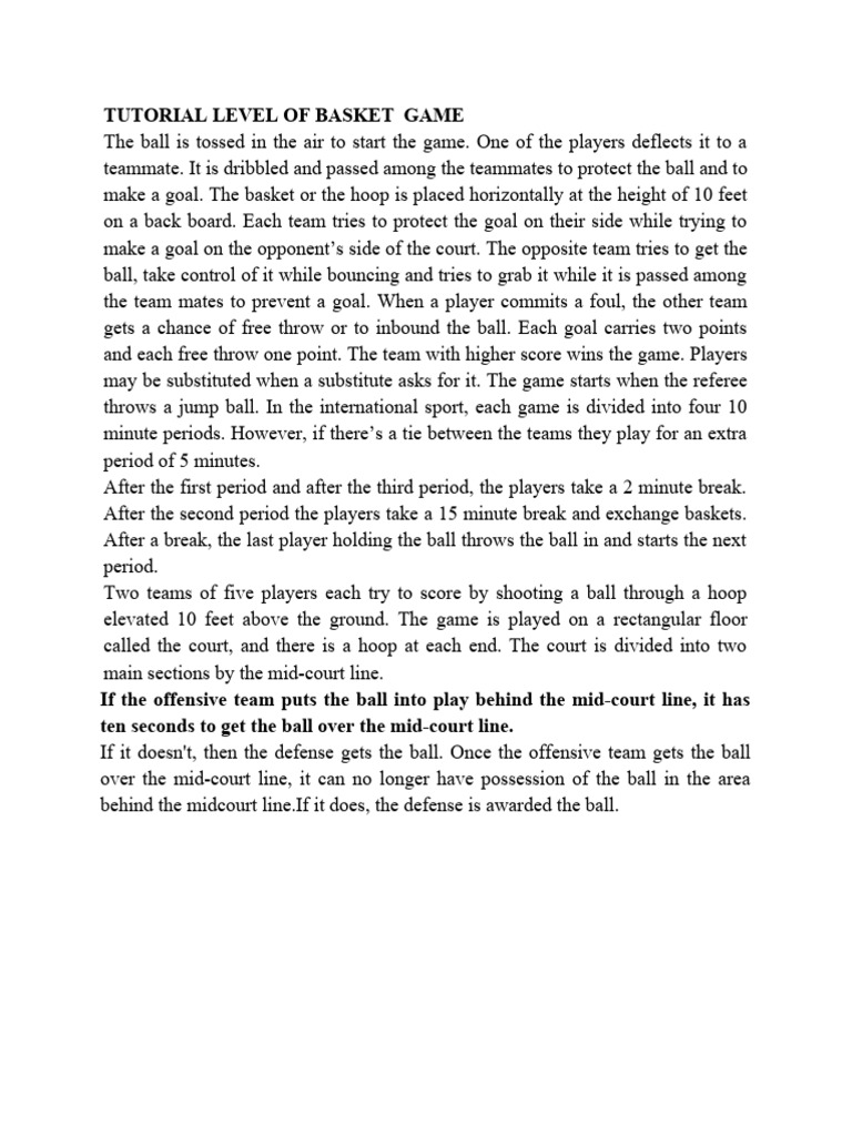 Basketball Game Rules & Practice Guide | PDF | Sports | Team Sports