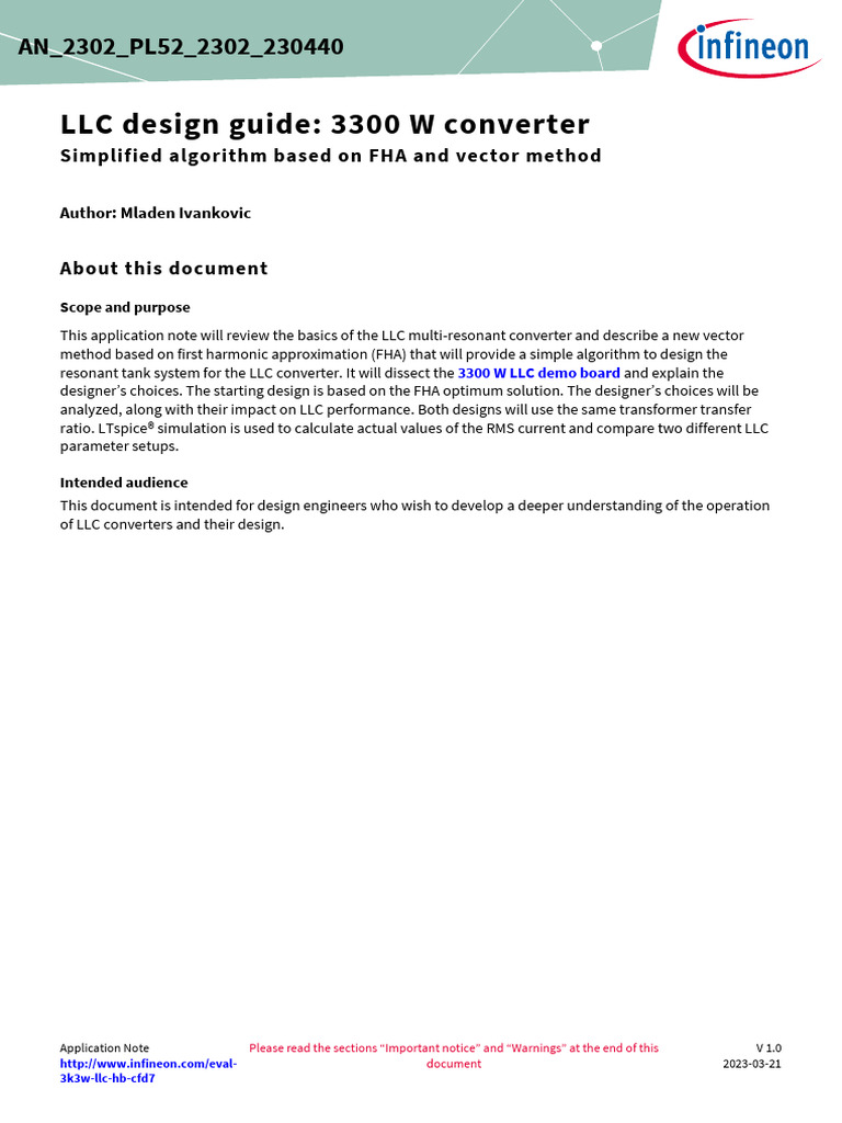 Infineon-LLC Design Guide 3300W converter-ApplicationNotes-v01 00-EN ...