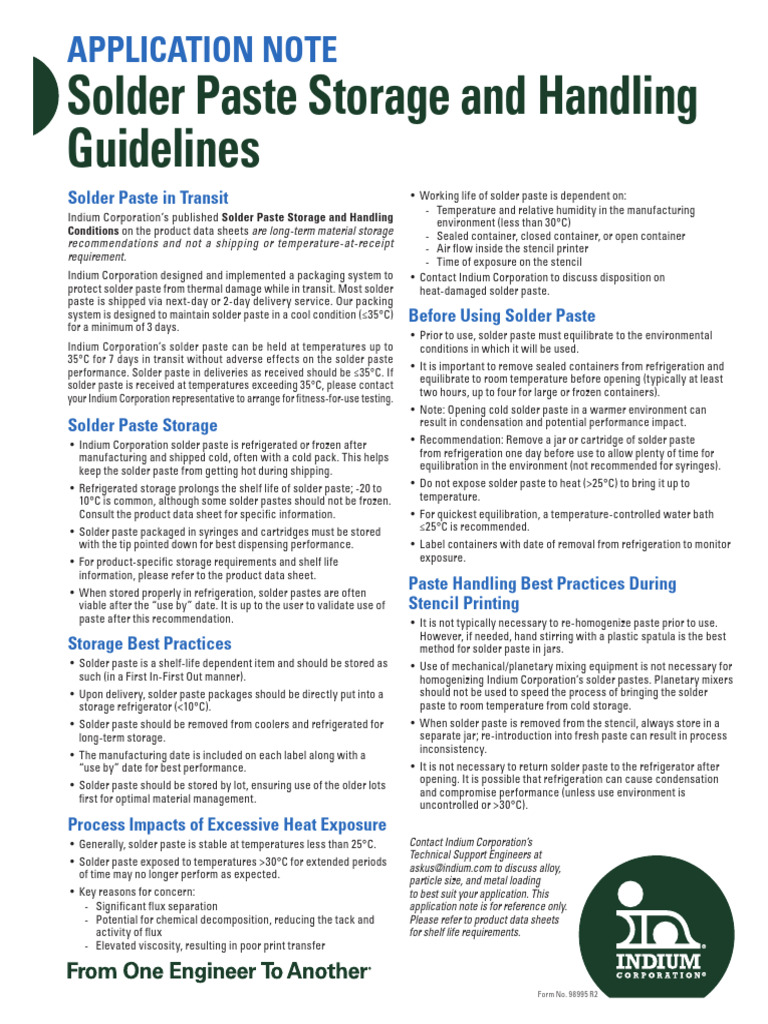 Solder Paste Storage and Handling Guidelines | Download Free PDF ...