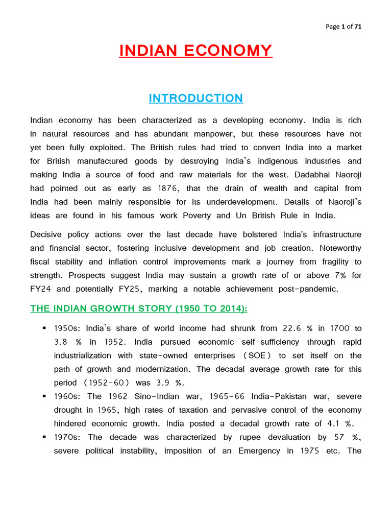 Indian Economy | PDF | Measures Of National Income And Output ...
