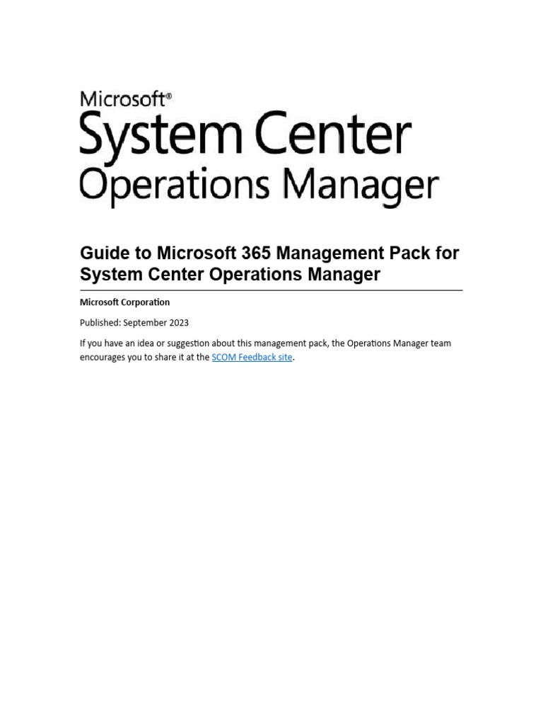 Microsoft 365 Management Pack Guide | PDF | Share Point | Active Directory