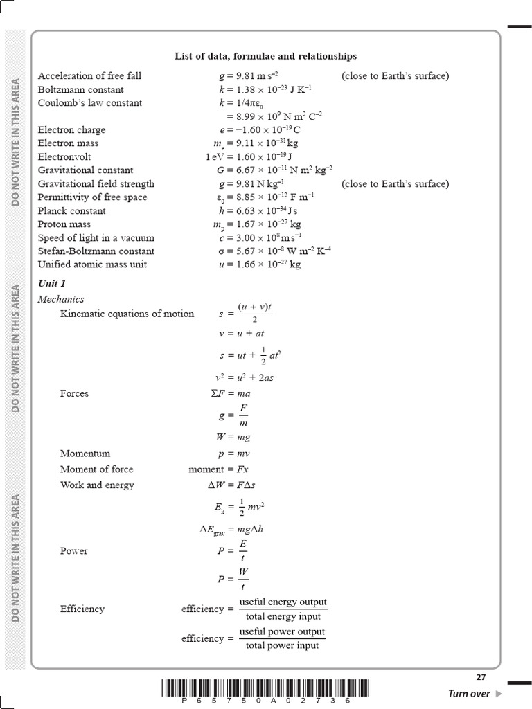 Formula Sheet | Download Free PDF | Electronvolt | Waves