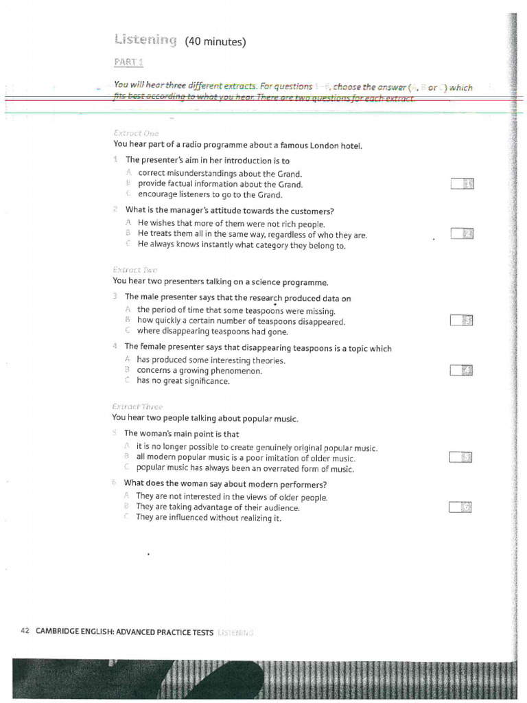 CAE. Test 2. Listening Part 1. Oxford 1128 0 | PDF