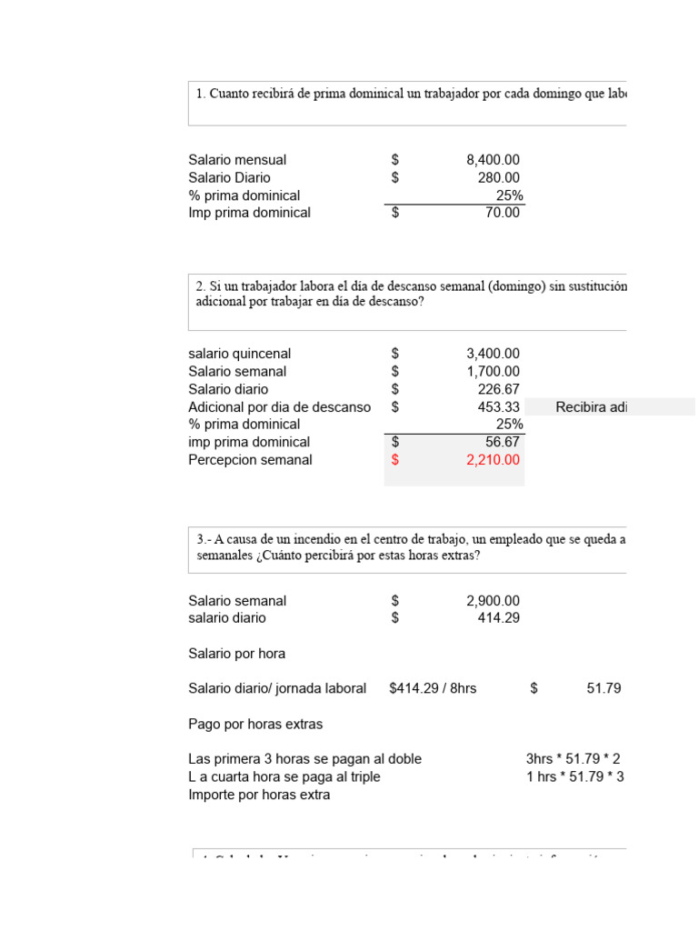 Act 3 Ejercicio de Prestaciones Laborales | PDF | Salario | Tiempo extraordinario