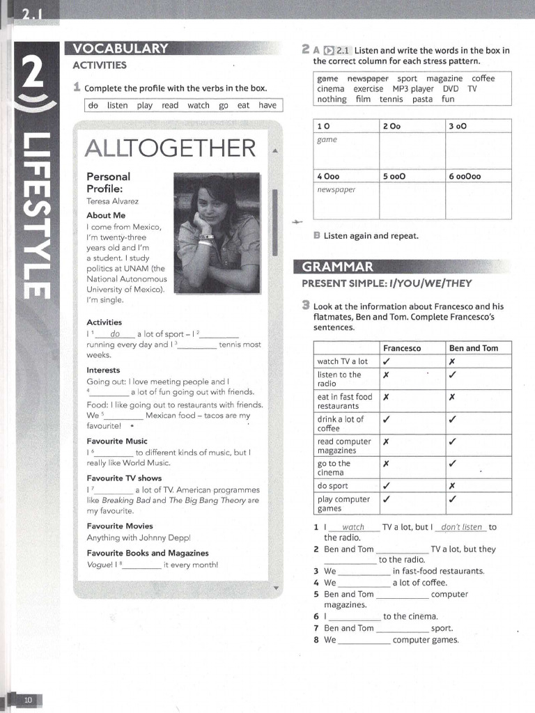 Speak Out Elementary WB Unit 2 | PDF