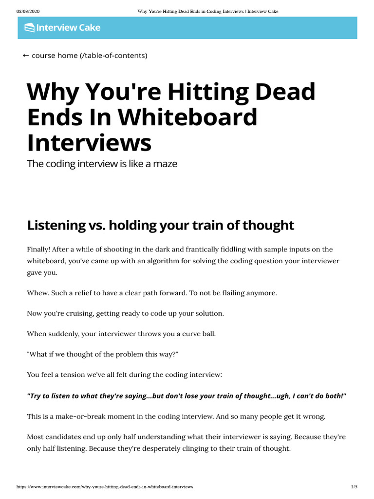 Why You're Hitting Dead Ends in Coding Interviews - Interview Cake ...
