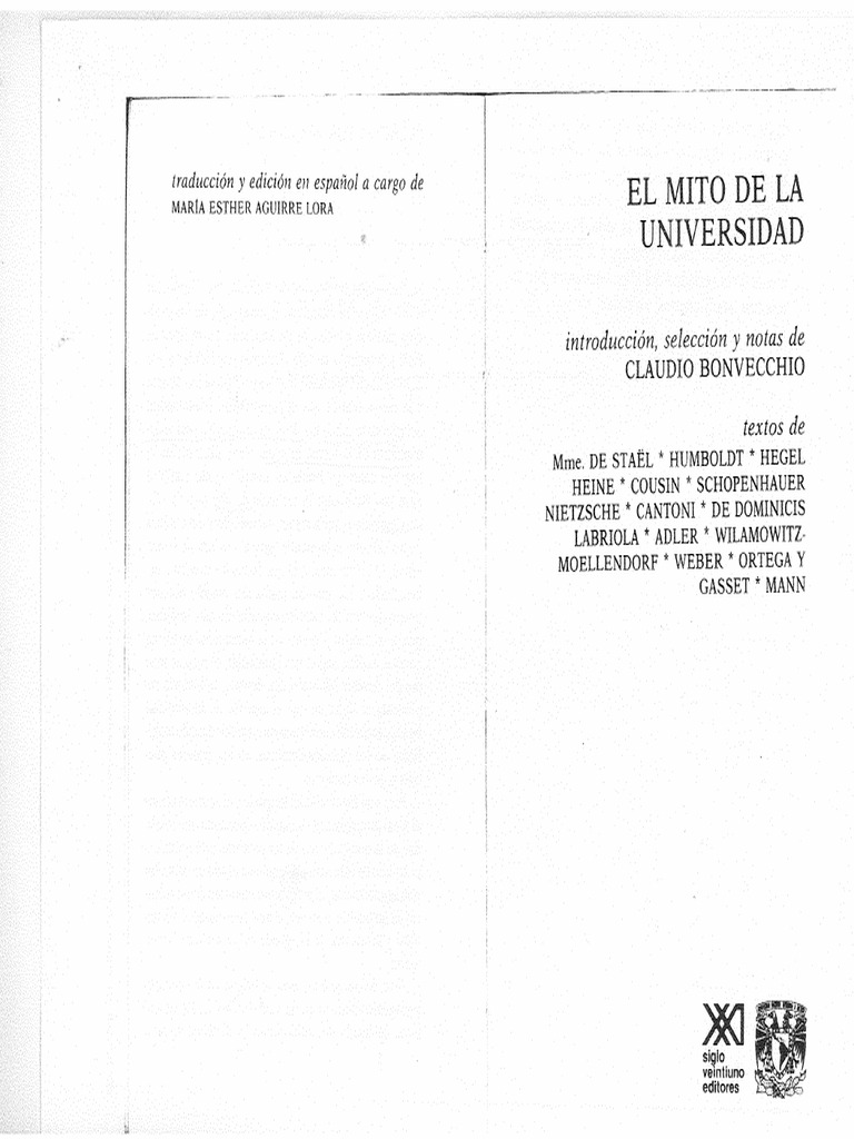 Bonvecchio. El mito de la universidad | PDF