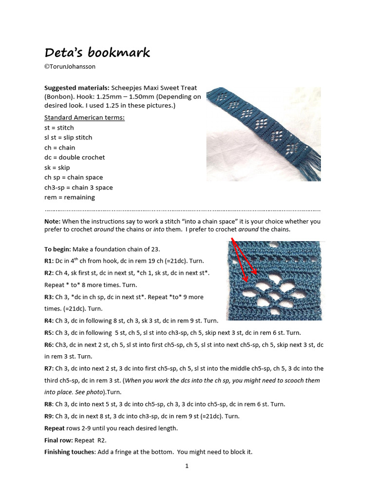 Crochet Deta's Bookmark Pattern Guide | PDF