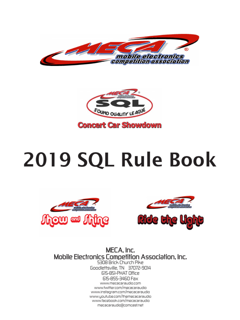 MECA 2019 SQL Rulebook | PDF | Loudspeaker | Equalization (Audio)