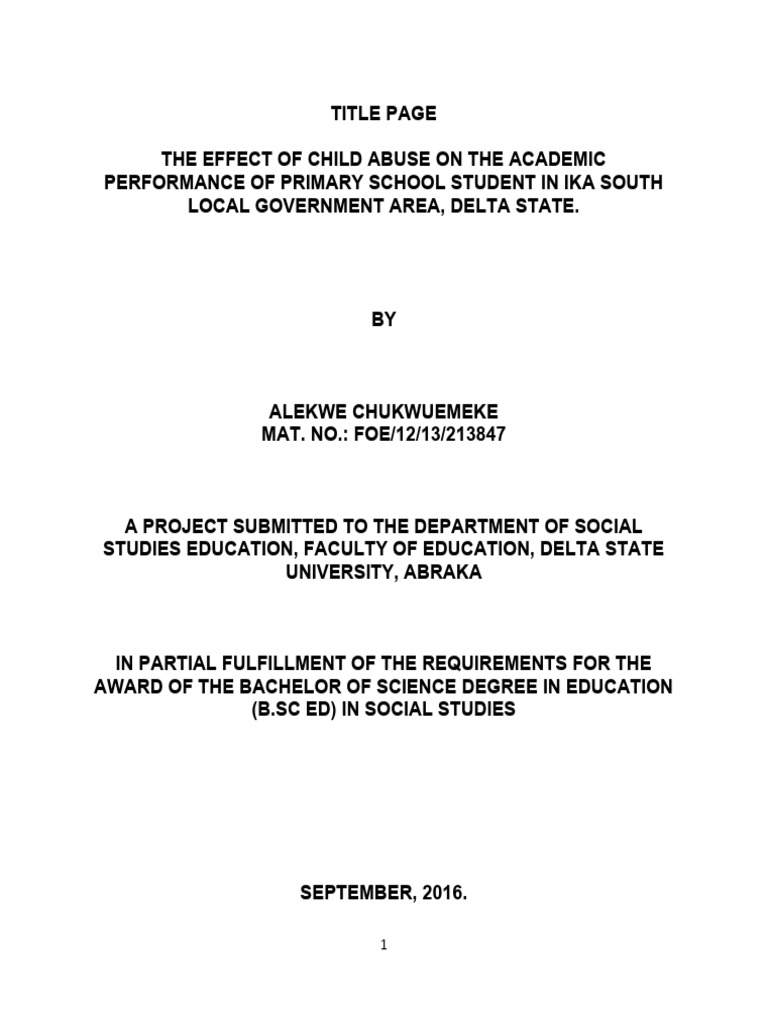 Child Abuse Impact on School Performance | PDF | Child Abuse | Child ...