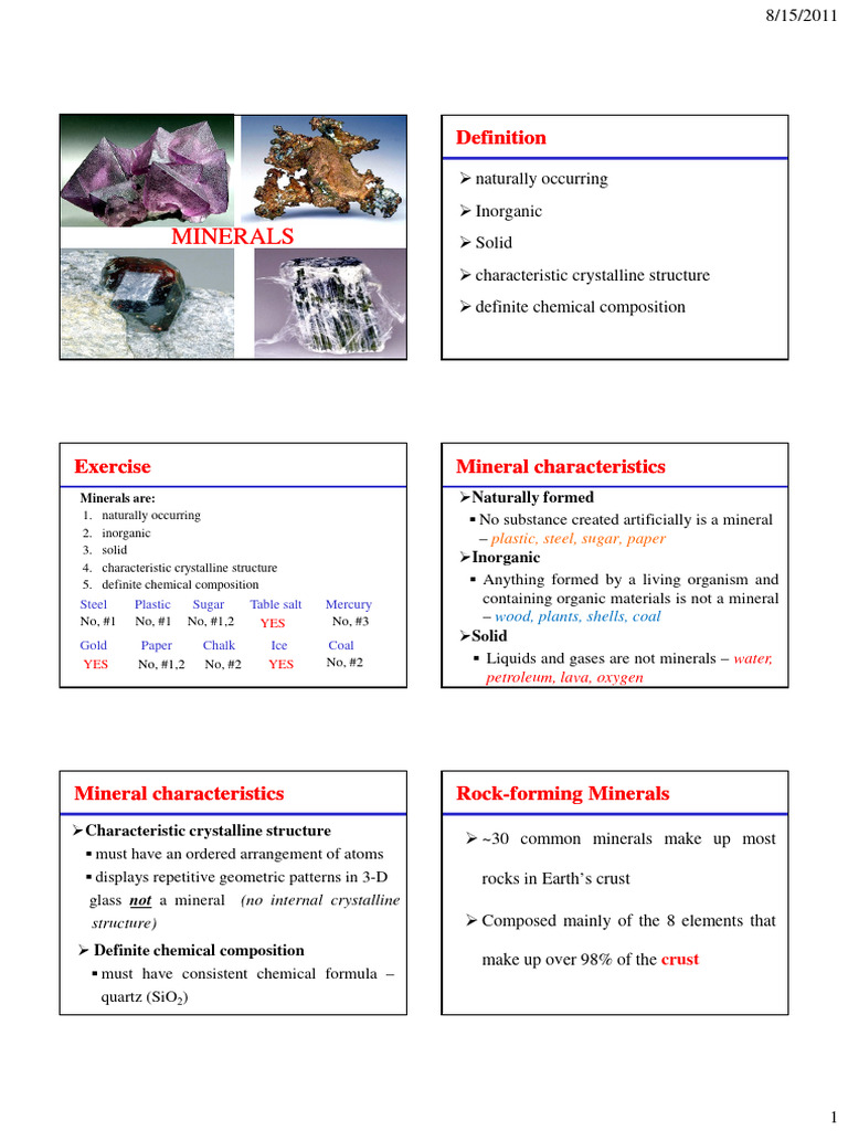 Lecture3 Minerals | PDF | Minerals | Physical Sciences