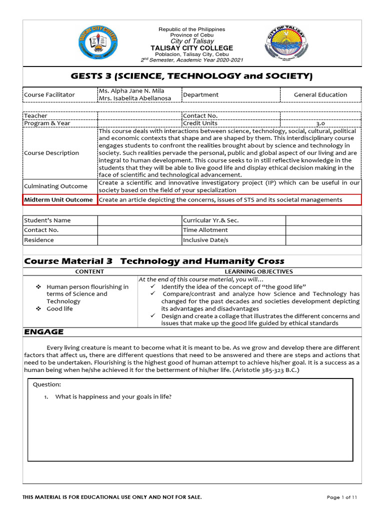 STS Module 3 CORRECTED 2 | PDF
