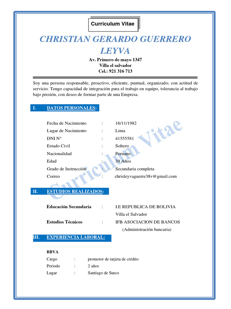 001 CV (Dos Hoja) 2 | PDF