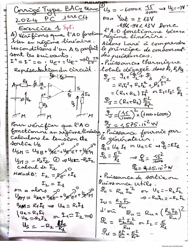 Corrigé - Type - BAC1 - BLANC - PC - 2024 Série C | PDF