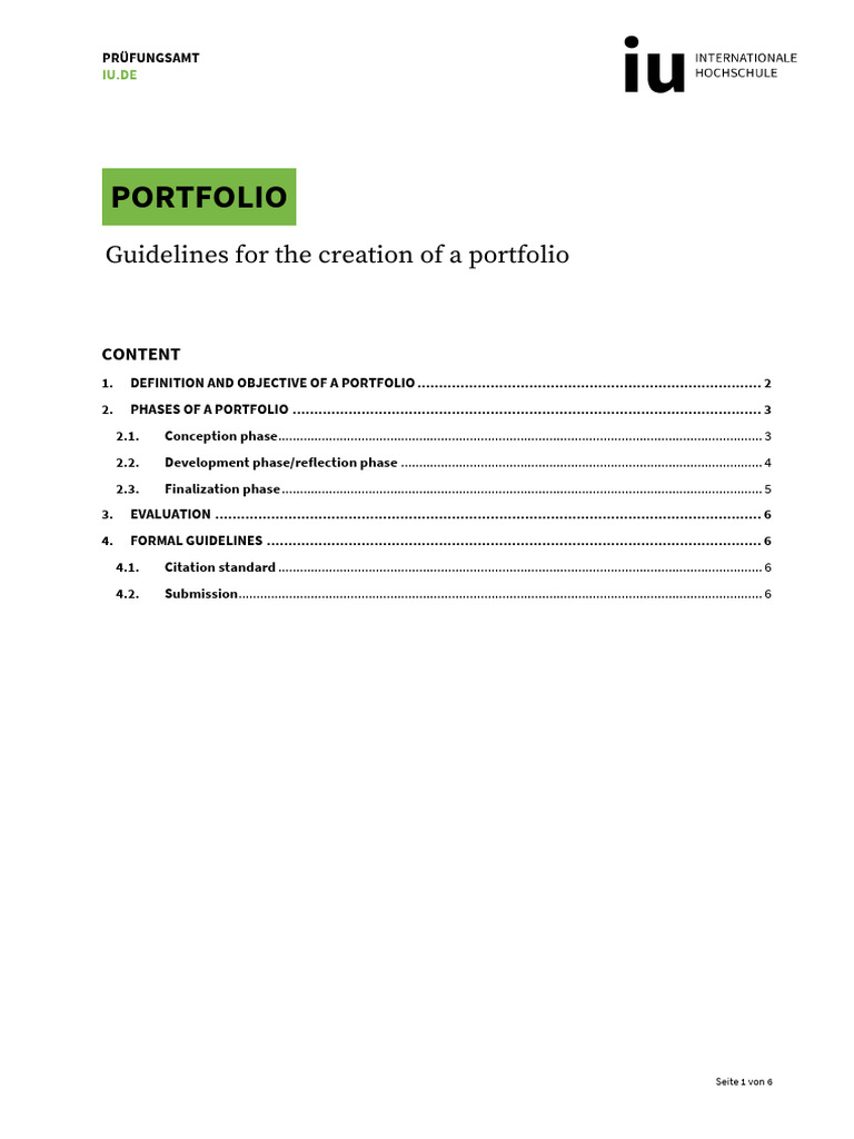 Portfolio Creation Guidelines | PDF | Evaluation | Methodology