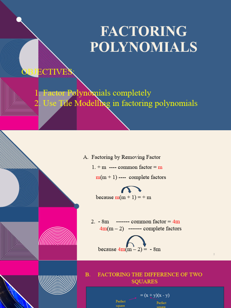 Factoring PolynomialsMath 2 | PDF | Factorization | Algebra