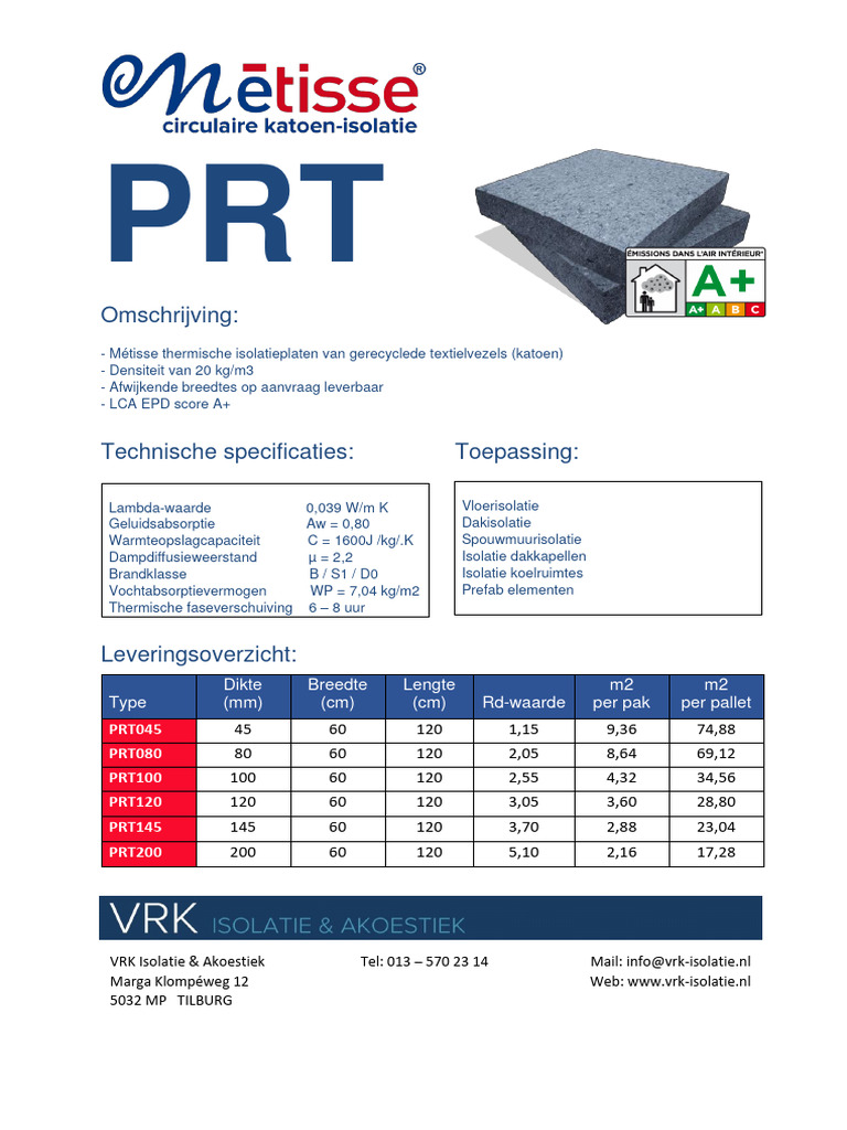 Productblad Metisse PRT | PDF