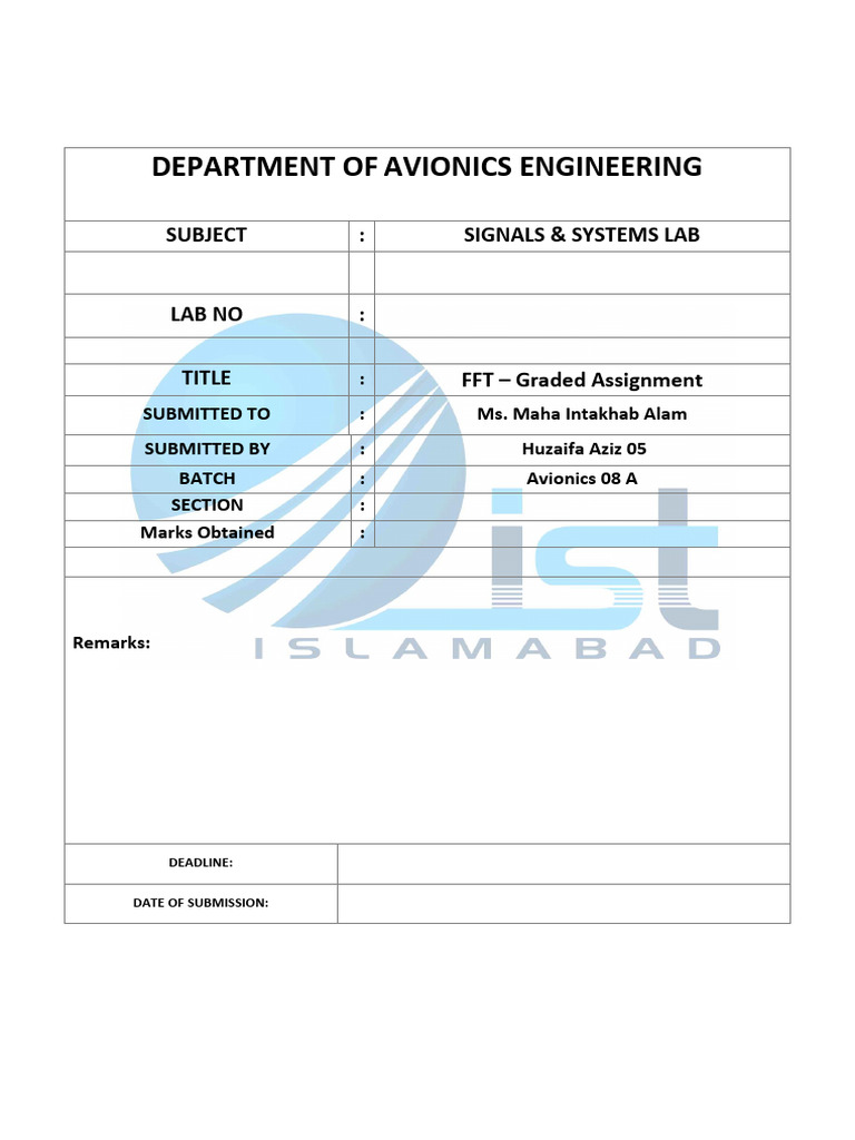 FFT Lab Assignment for Avionics Students | PDF | Fast Fourier Transform | Fourier Transform