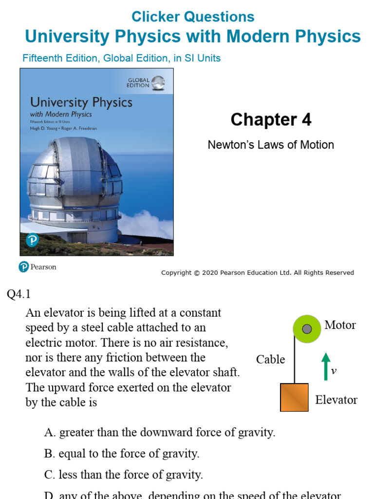 Physics 101 Chapter 4 Clicker Questions | PDF | Force | Elevator