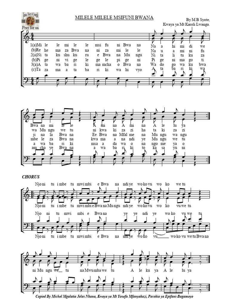 Milele Milele Msifuni Bwana. B.Syote | PDF