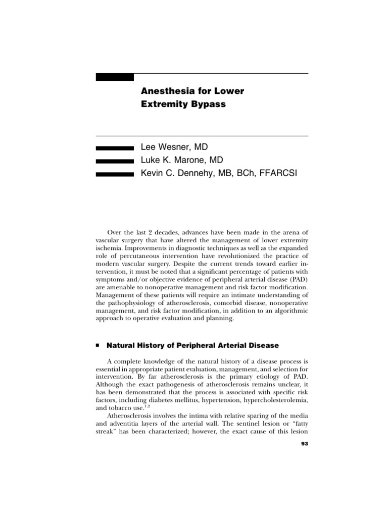 Wesner - Anesthesia for lower extremity bypass | PDF | Anesthesia ...