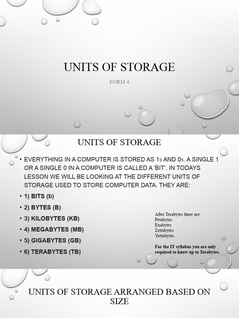 S.o.1.3.b Units of Storage | PDF | Byte | Bit