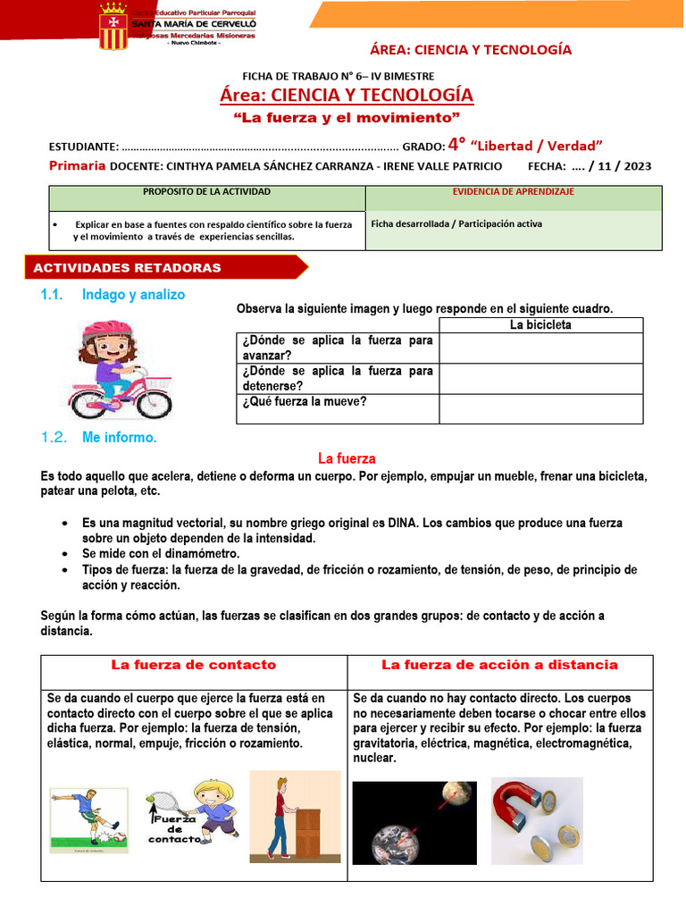 FICHA_DE_TRABAJO_N_6_La_fuerza_y_el_movimiento | Descargar gratis PDF ...