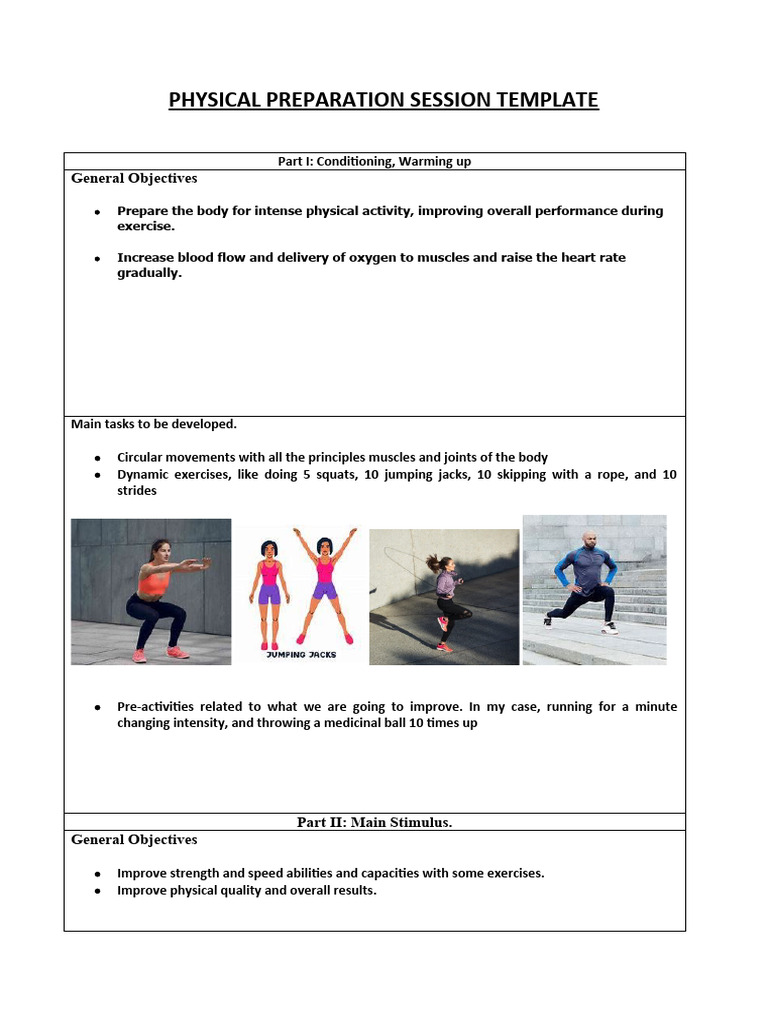 Physical Preparation Session Template | PDF