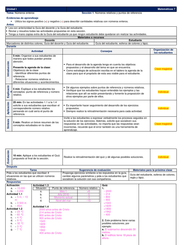 Numeros Enteros Docentes Bimestre1 Pdf Entero Matemática Elemental