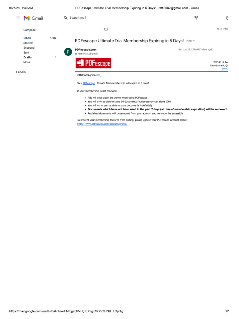 PDFescape Ultimate Trial Membership Expiring in 5 Days! - Ratti8062 ...