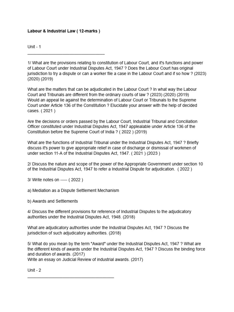 Labour Court Functions & Industrial Law Insights | PDF | Employment | Wage