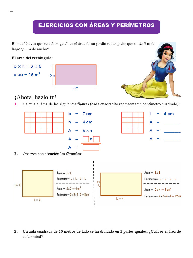 Ejercicios de perímetro y área para 5to primaria | PDF