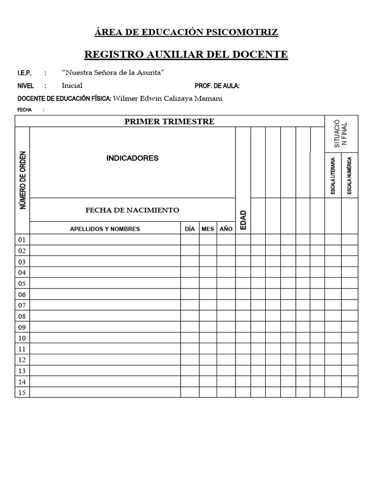 Área de Educación Psicomotriz | PDF