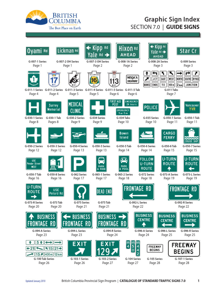 Catalogue of Standard Signs - Guide - Signs | PDF | Controlled Access ...