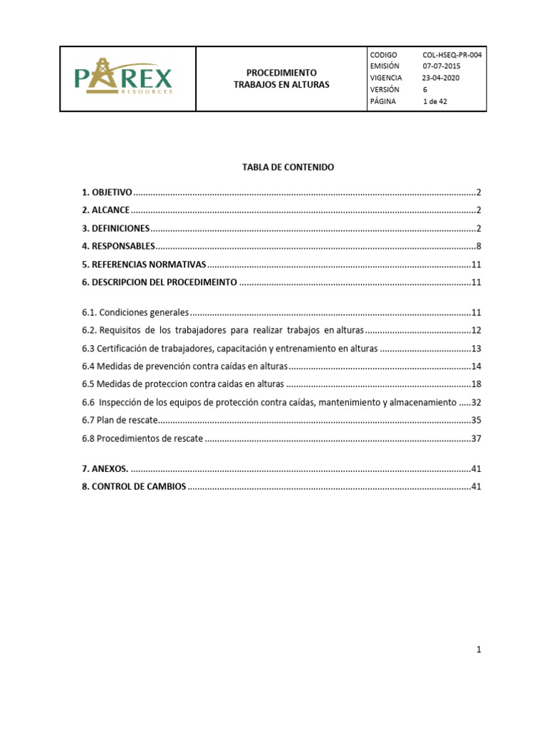 COL-HSEQ-PR-004 Procedimiento para Trabajos en Alturas | PDF | Andamio ... COL-HSEQ-PR-004 Procedimiento para Trabajos en Alturas | PDF | Andamio ...