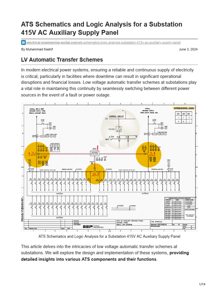 EEP - ATS Schematics and Logic Analysis | PDF | Electrical Substation ...