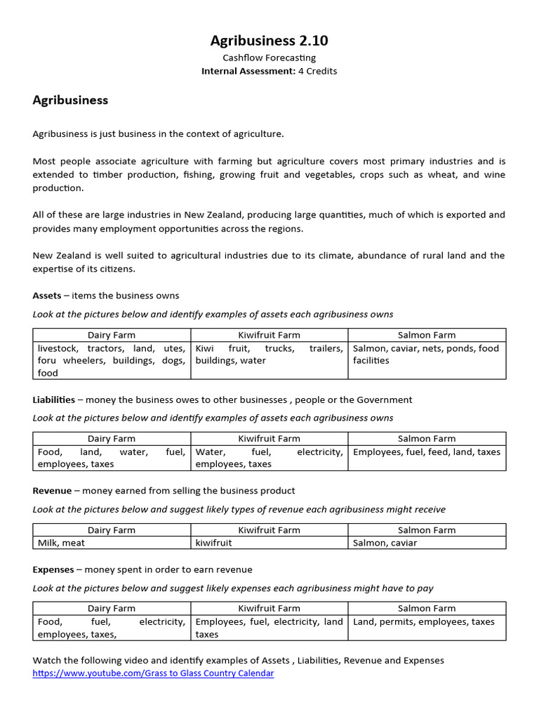 Agribusiness Cashflow Forecasting Guide | PDF | Farms | Dairy Farming
