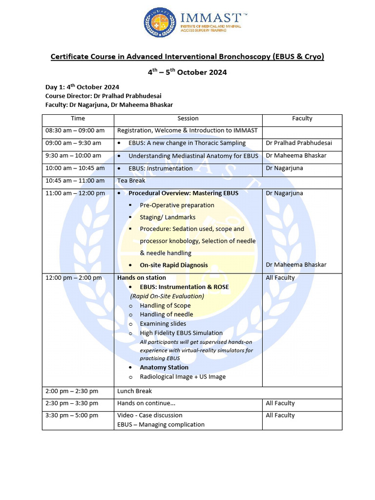 66690a1341c71-Certificate Course in Advanced Interventional Bronchoscopy EBUS Oct 2024 | PDF ...