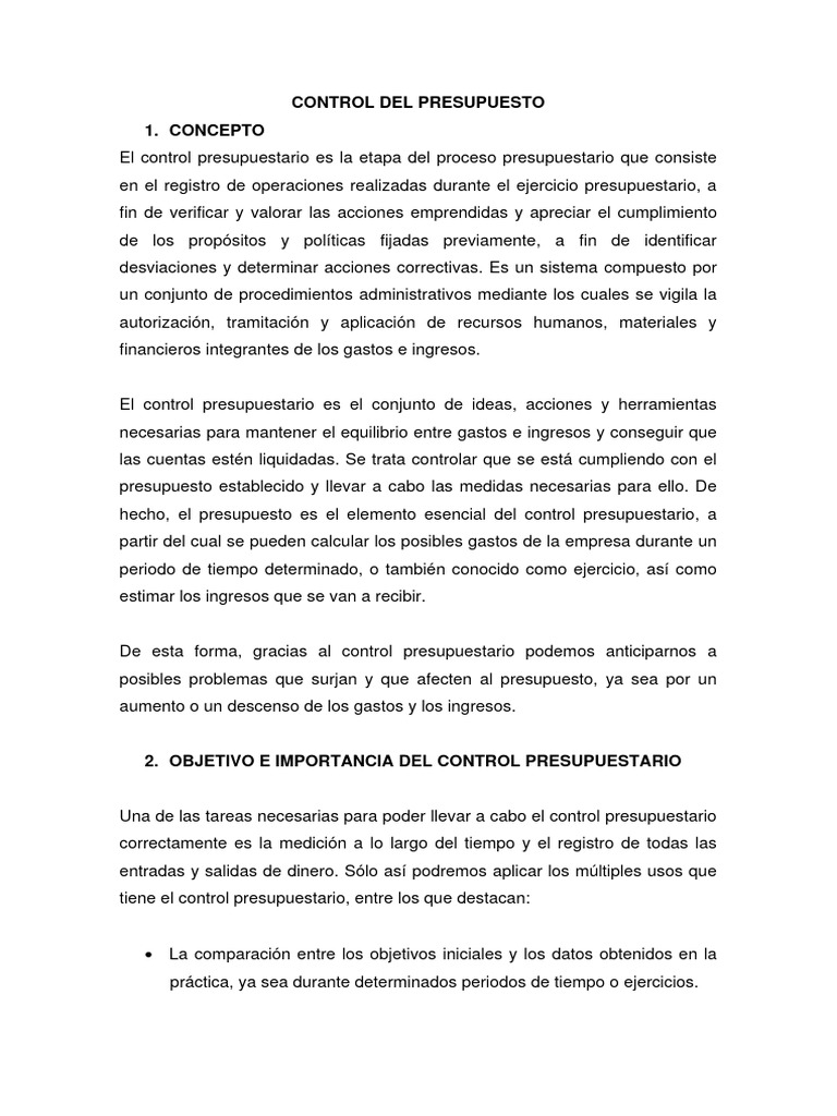 Tema 4 Control Del Presupuesto | PDF | Presupuesto | Business
