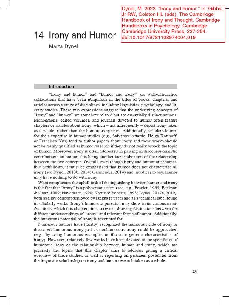 Irony-and-Humor-CHAPTER | PDF | Irony