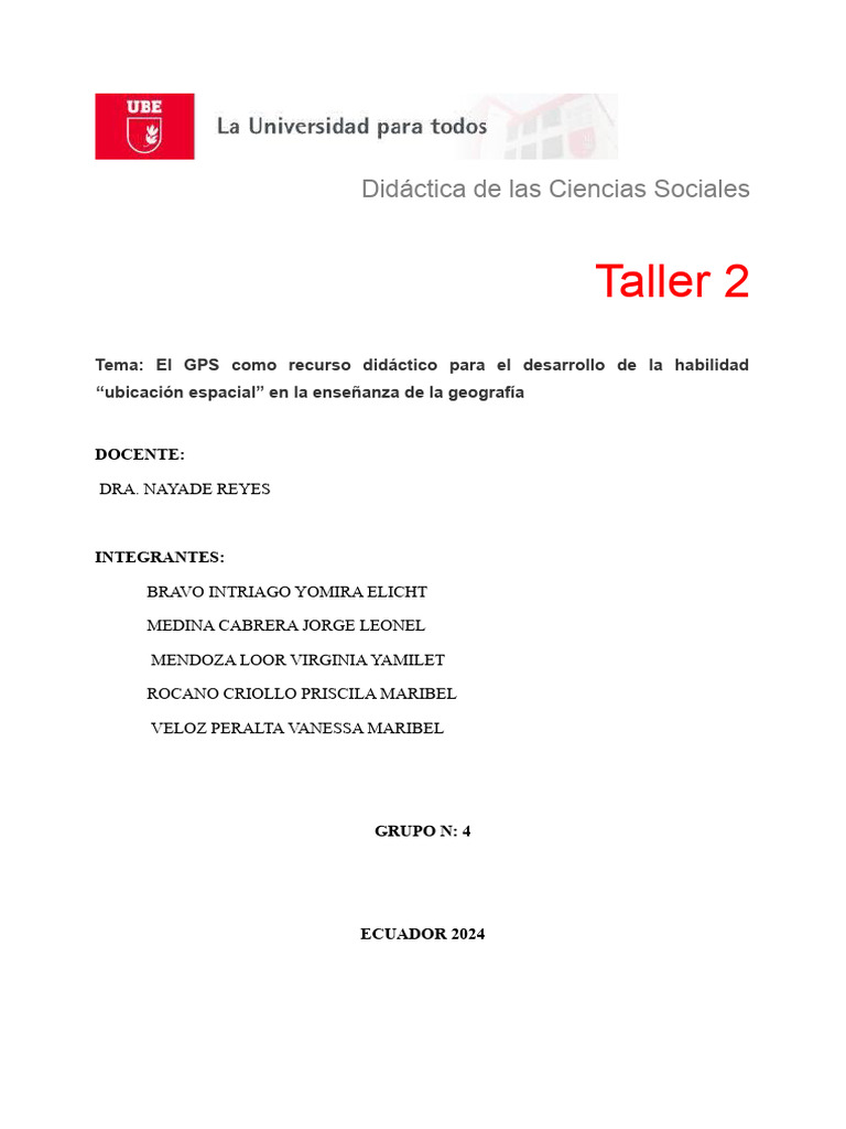 Plan Clase Taller 2 Eess | PDF | Ecuador | Cartografía