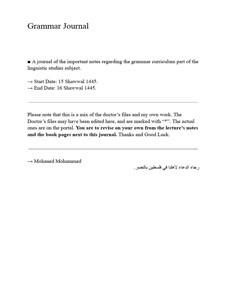 Grammar Journal-4 | PDF | Noun | Language Mechanics